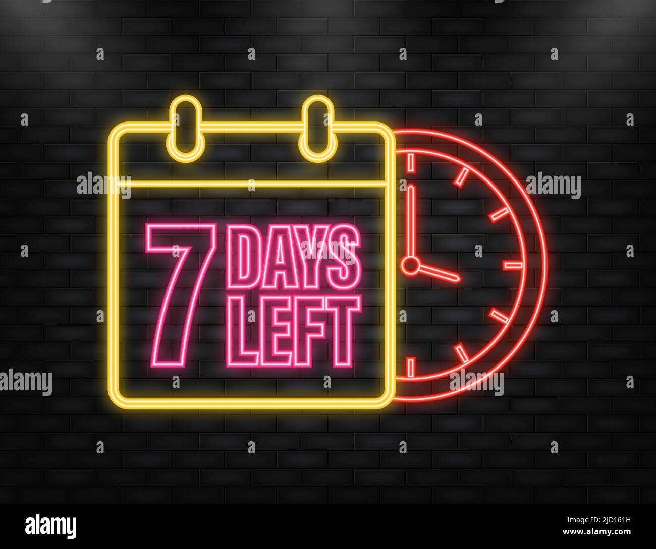 Neon Icon. 7 Days left poster in flat style. Vector illustration for ...