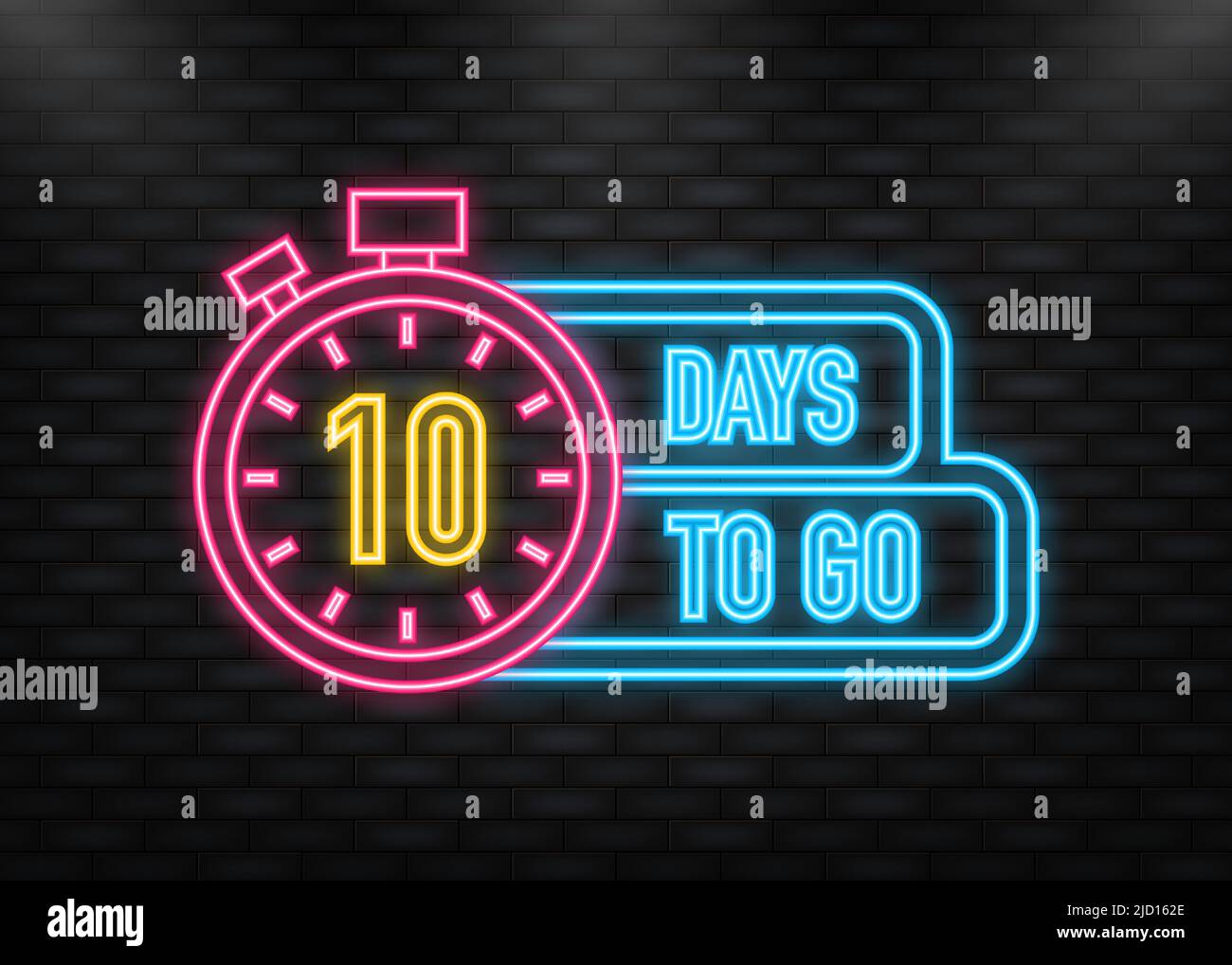 Neon Icon. 10 Days to go poster in flat style. Vector illustration for ...