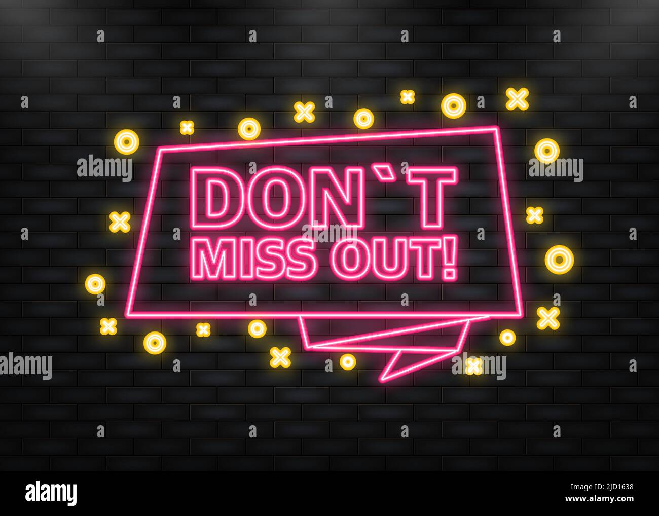 Neon Icon. Dont miss out red banner on white background Stock Vector ...