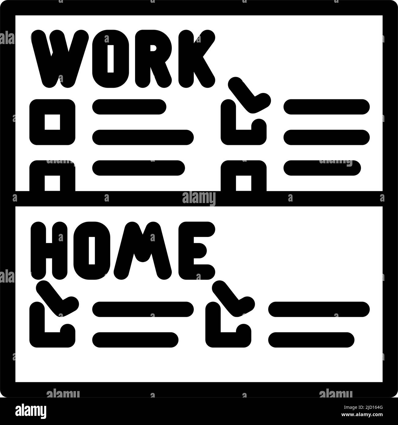 to-do lists with clear separation of work and life tasks line icon ...