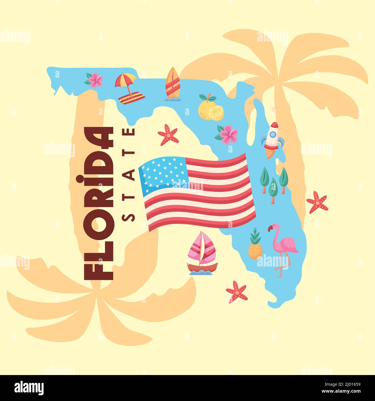 florida sunshine state poster with icons Stock Vector Image & Art - Alamy
