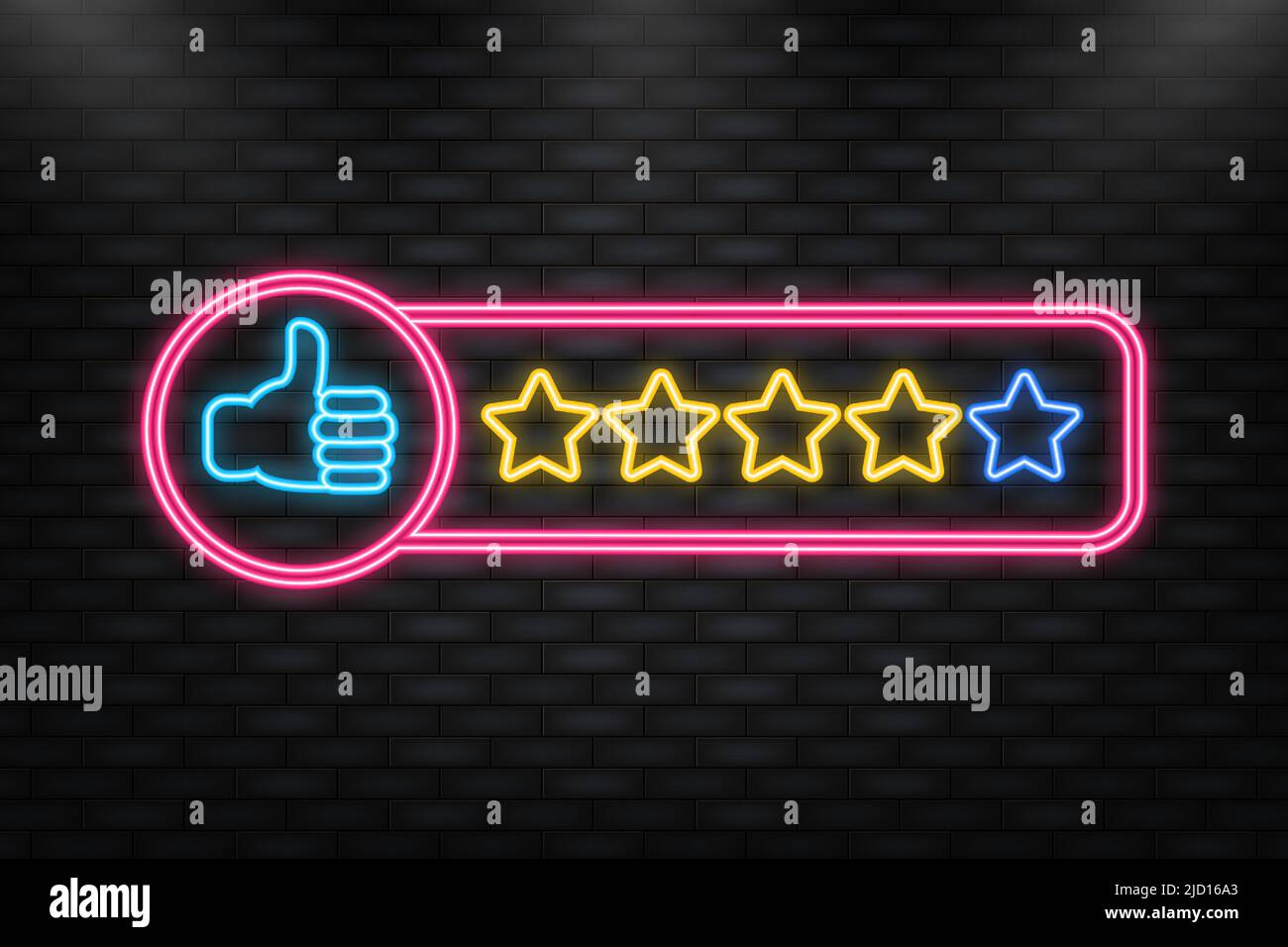 Neon Icon. Rating stars badges on a white background. Vector ...