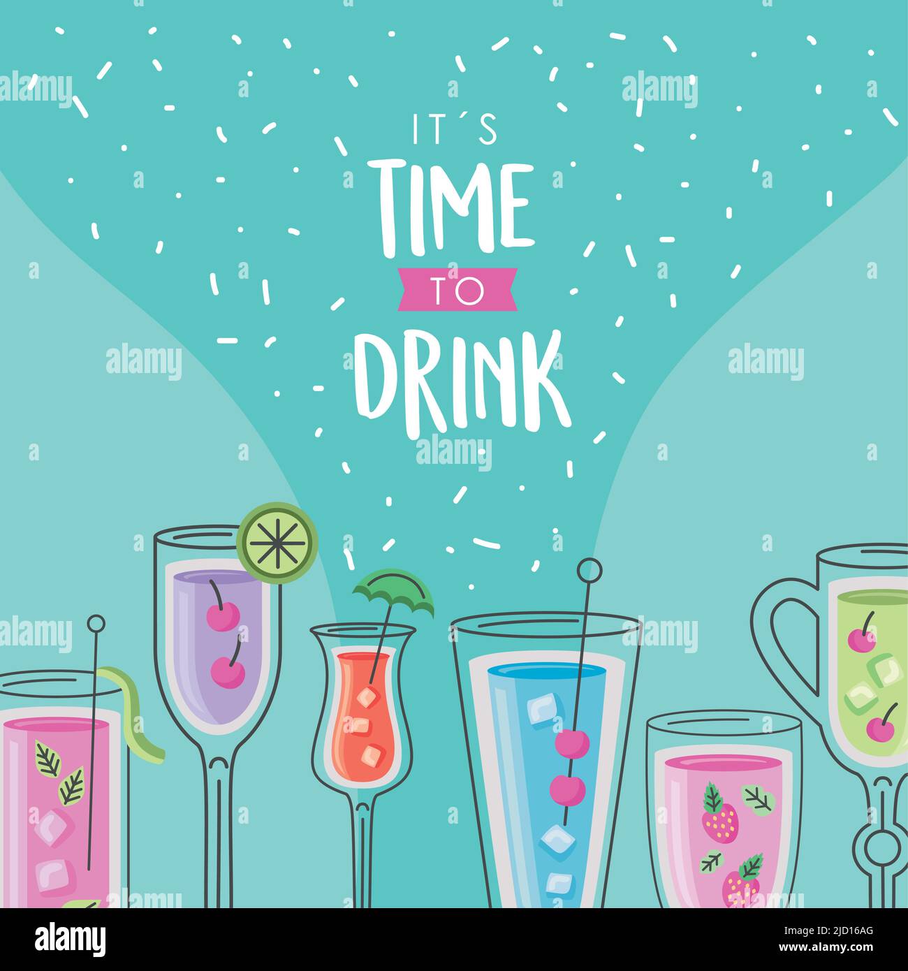 time to drink lettering with cocktails Stock Vector Image & Art - Alamy