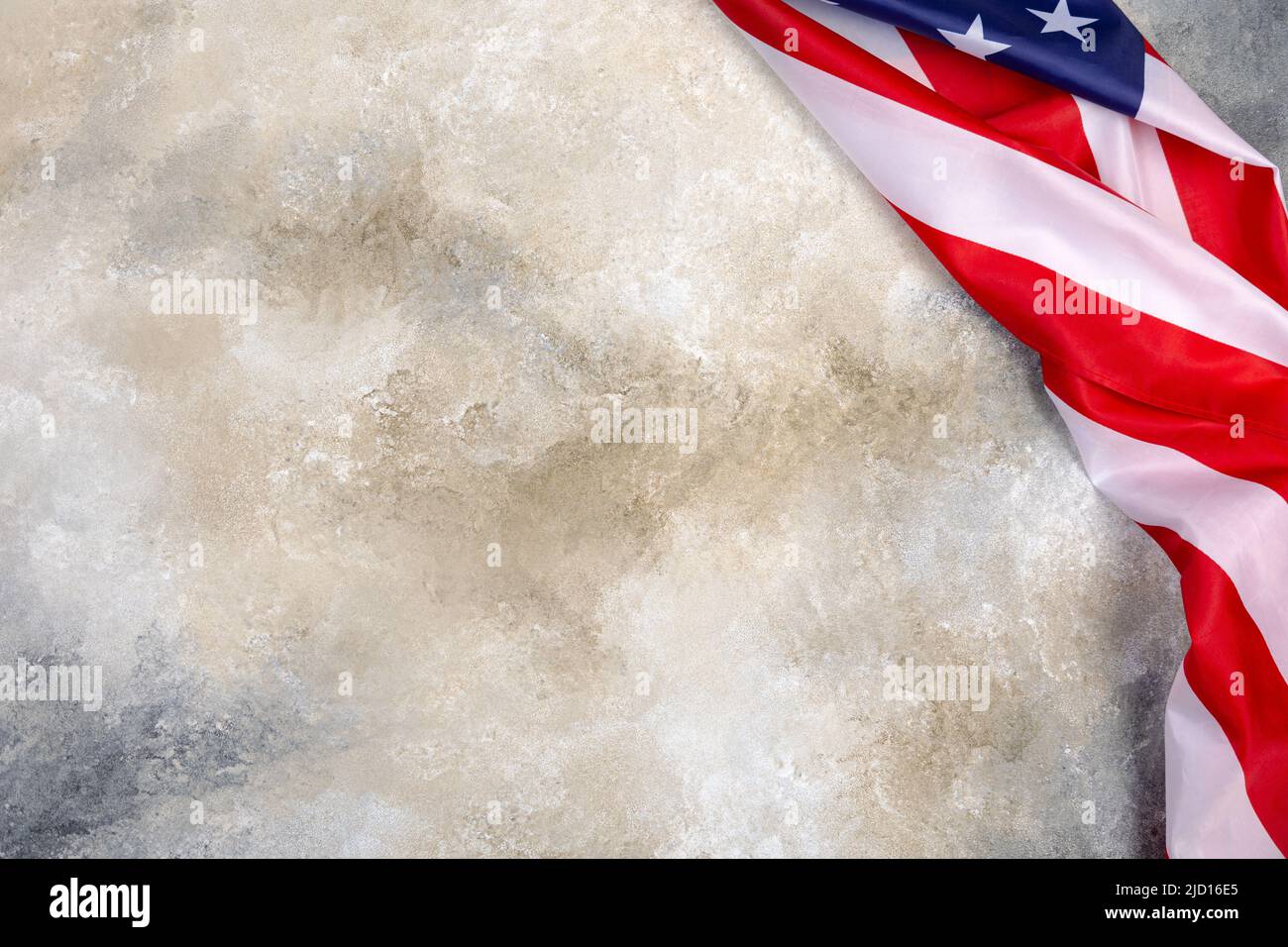 Close up of ruffled American flag . Satin texture curved flag of USA ...