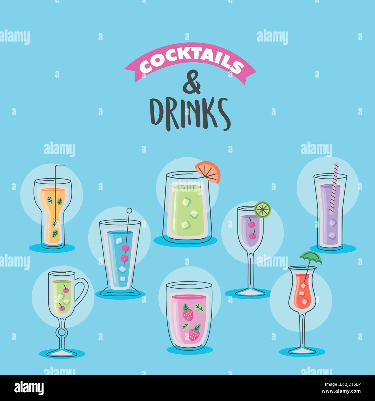 cocktails and drinks lettering poster Stock Vector Image & Art - Alamy