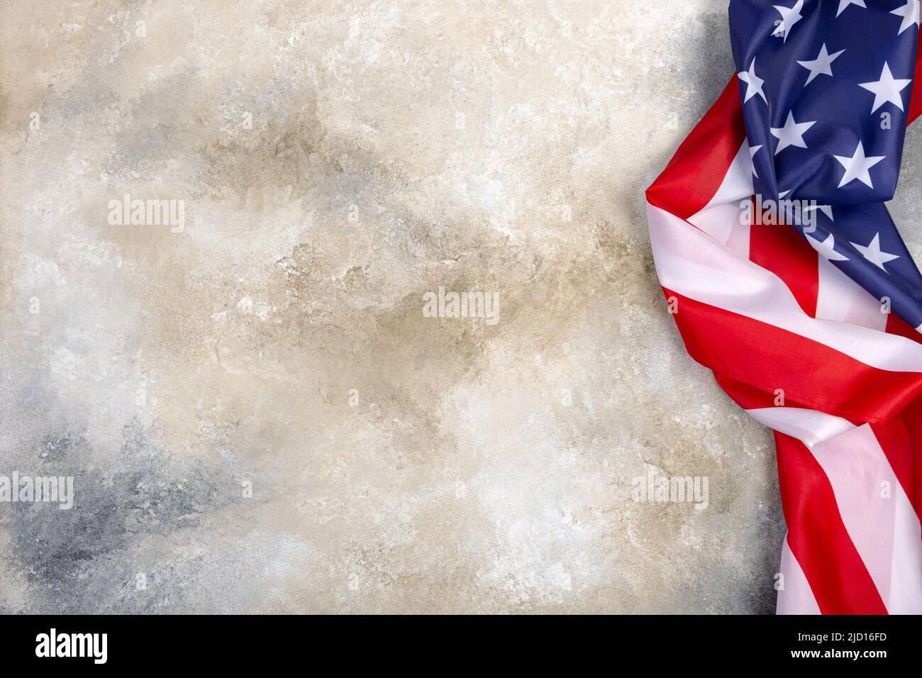 Close up of ruffled American flag . Satin texture curved flag of USA ...