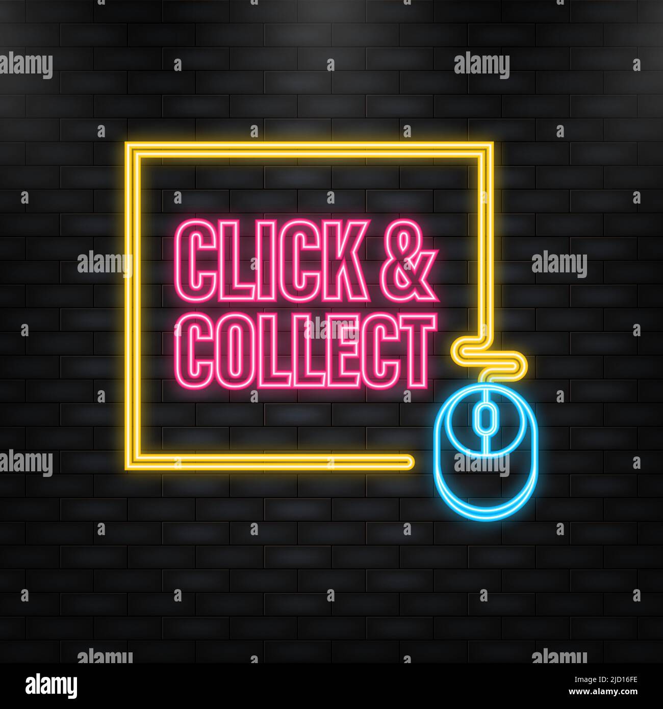 Neon Icon. Click collect for marketing design. Vector illustration ...