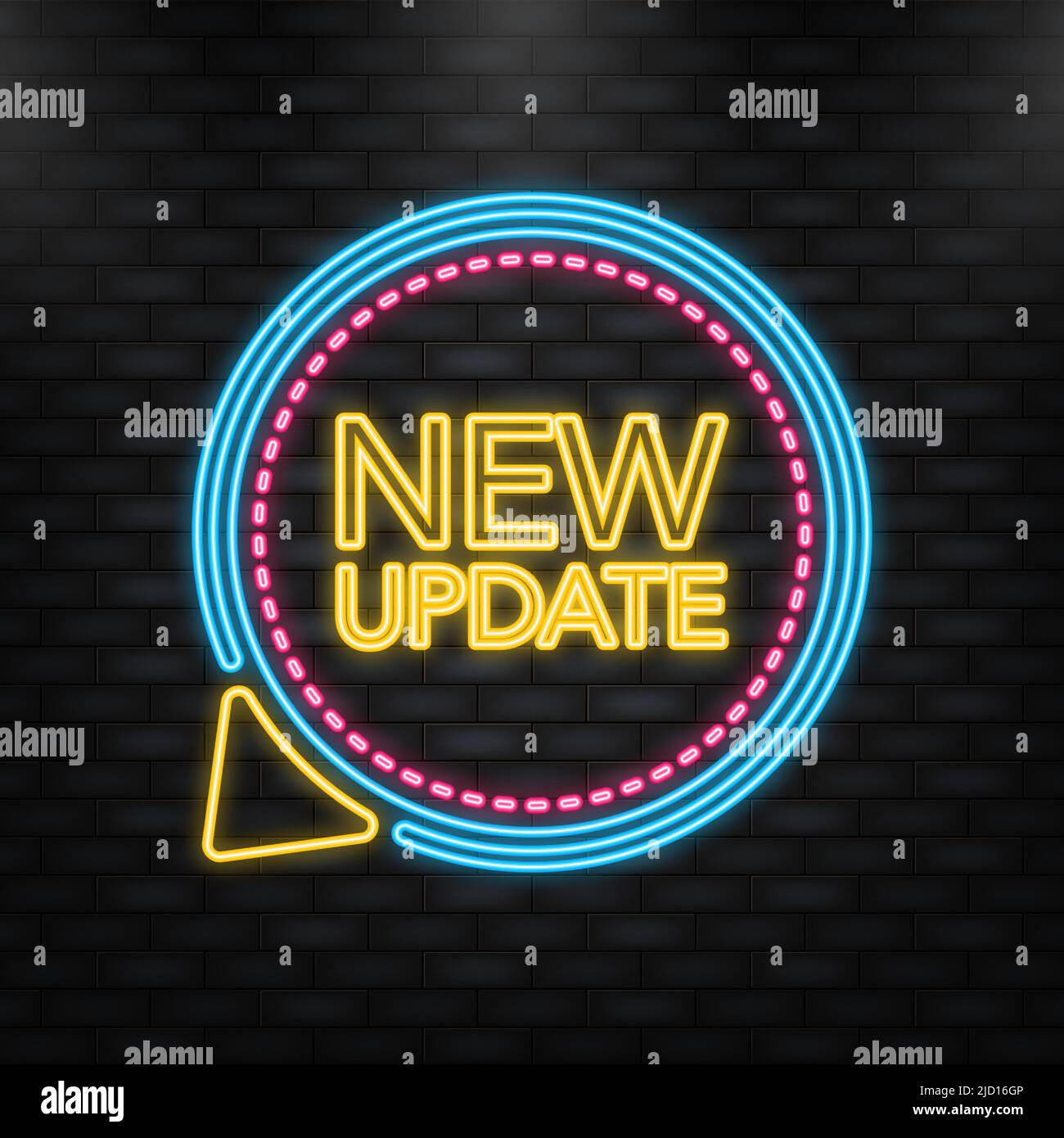 Neon Icon. New update red label on white background. Red banner. Vector ...