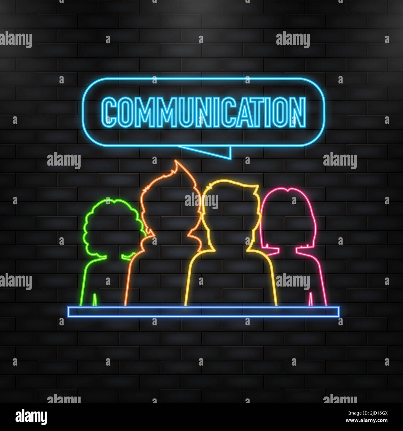 Flat style global partnership. Neon icon.Global social network. Digital ...