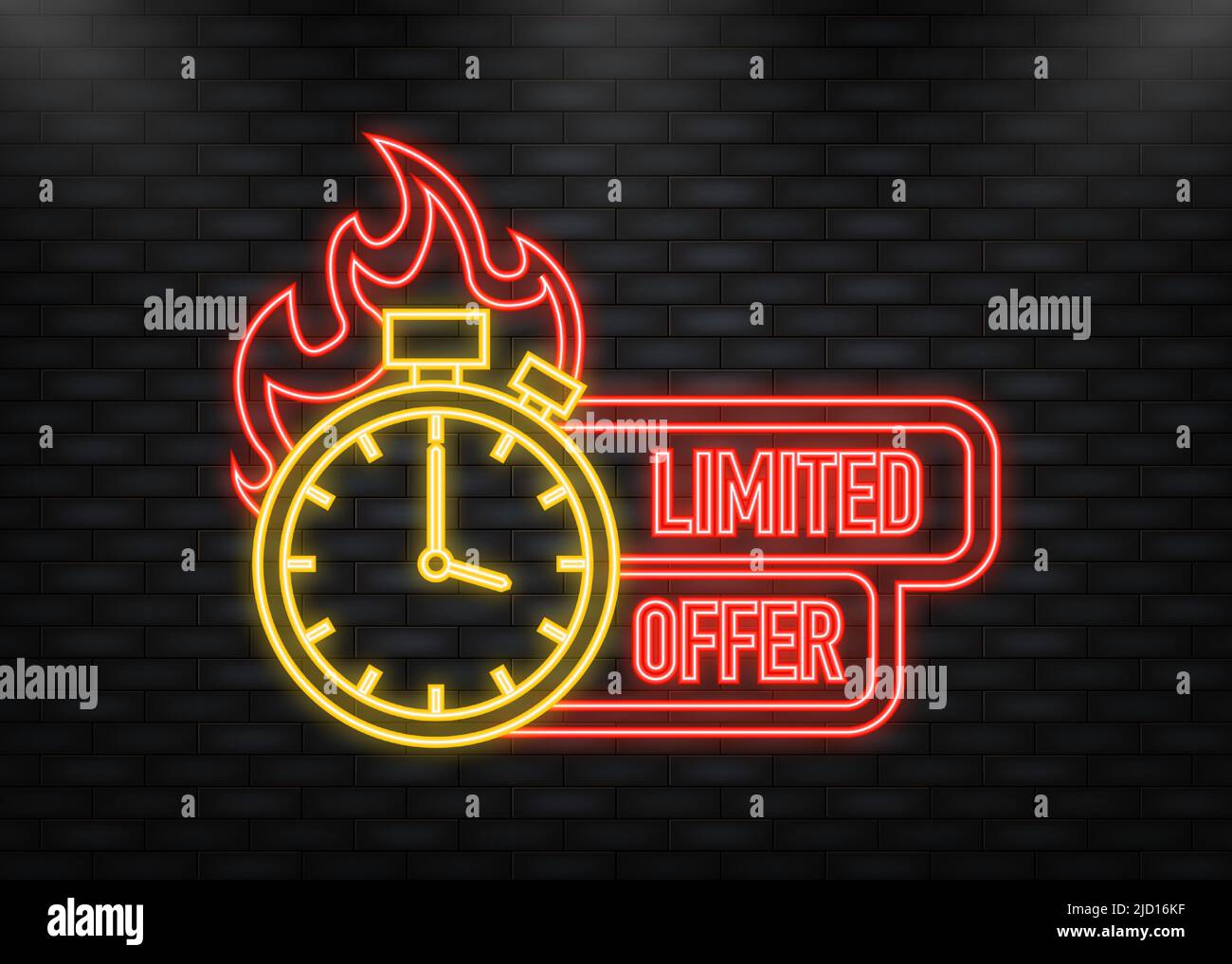 Neon Icon. red banner limited offer. Clock icon Stock Vector Image ...
