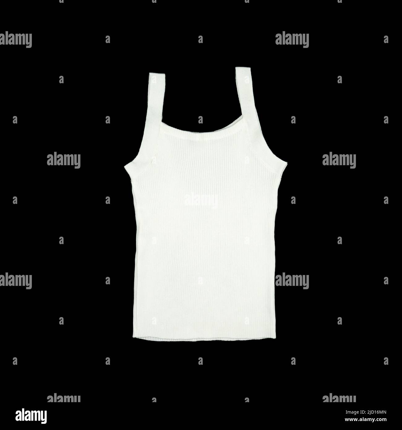flat White knitwear vest shape on black background with studio light ...