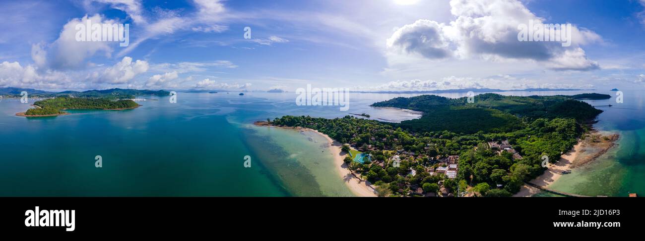 Aerial view of Naka Island near Phuket Thailand, a tropical Island in ...