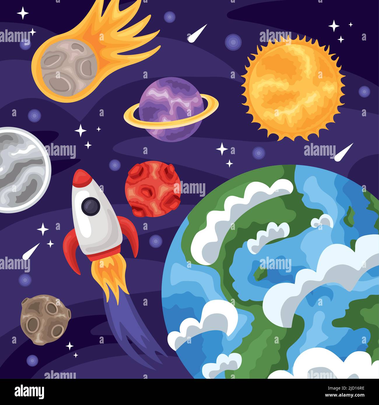 universe exploring space scene poster Stock Vector Image & Art - Alamy
