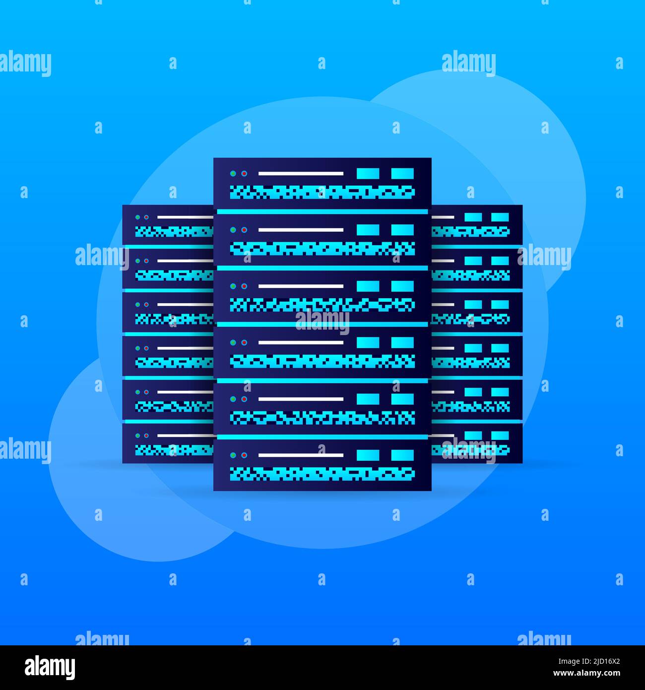 Data base, cloud. Network servers computer hardware technology decorative elements. Vector ...