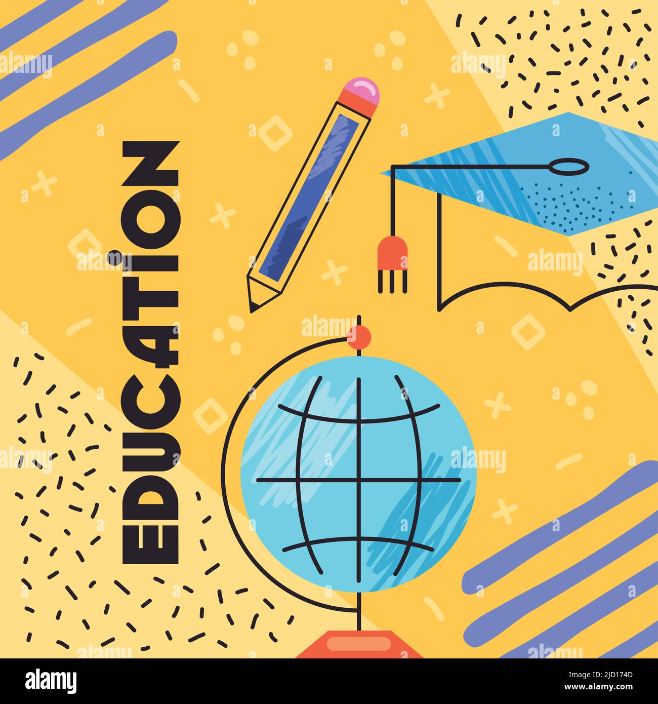 education lettering with supplies icons Stock Vector Image & Art - Alamy