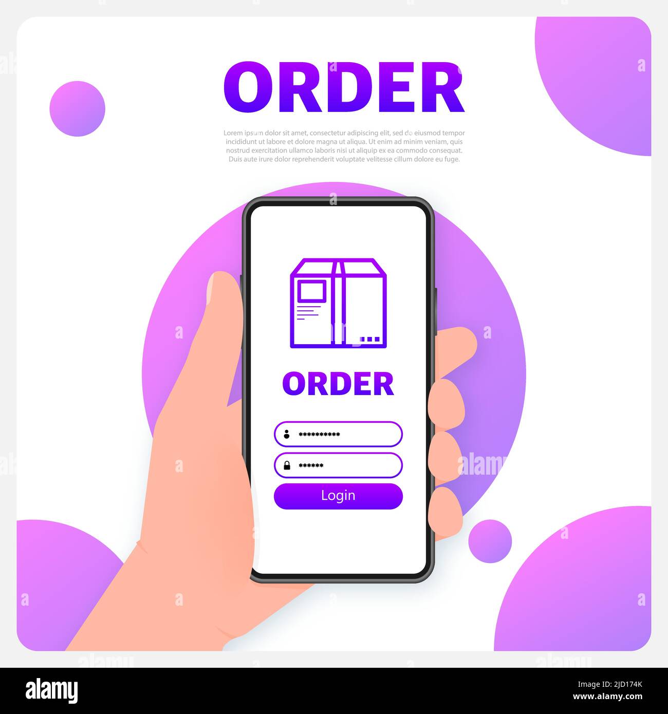 Order screen on smartphone. Business vector icon. Business concept ...