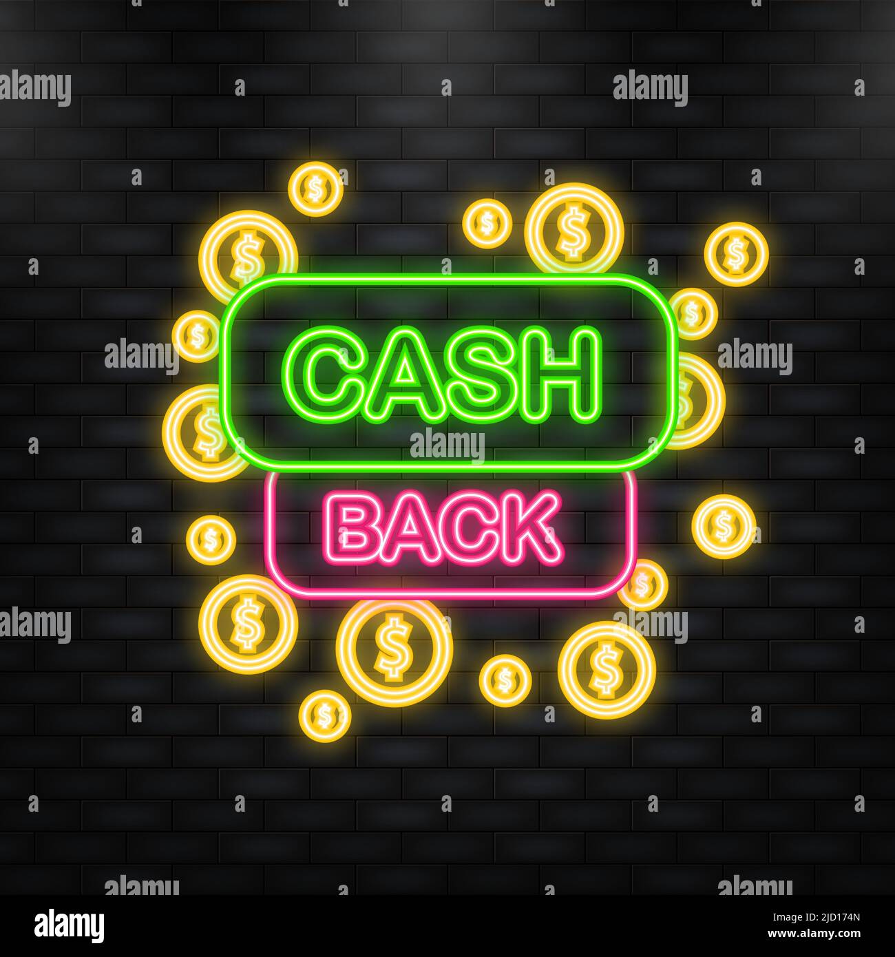 Cashback concept logo. Neon icon. Cash back green banner on white ...