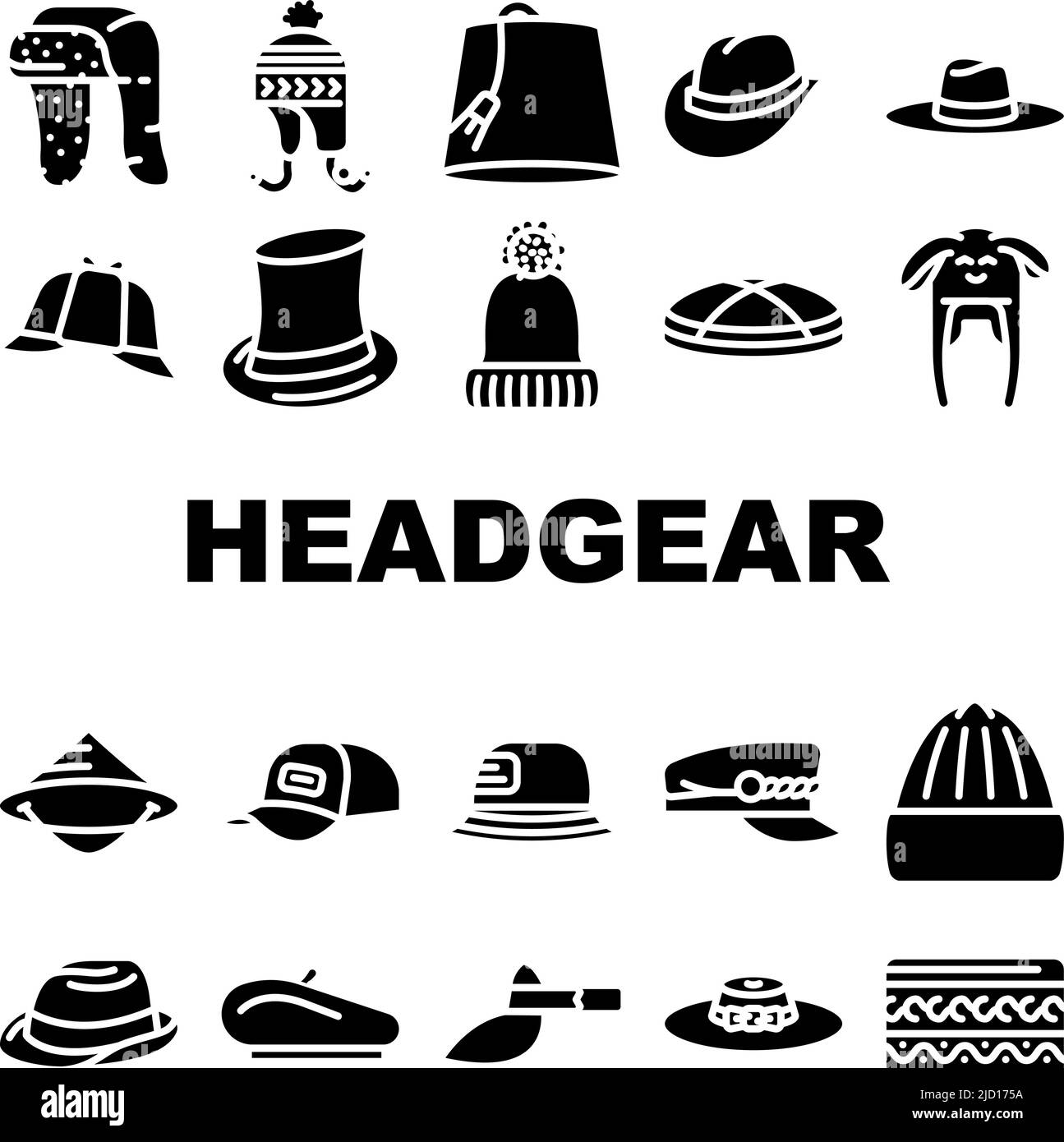 Headgear Stylish Head Clothes Icons Set Vector Stock Vector Image & Art ...