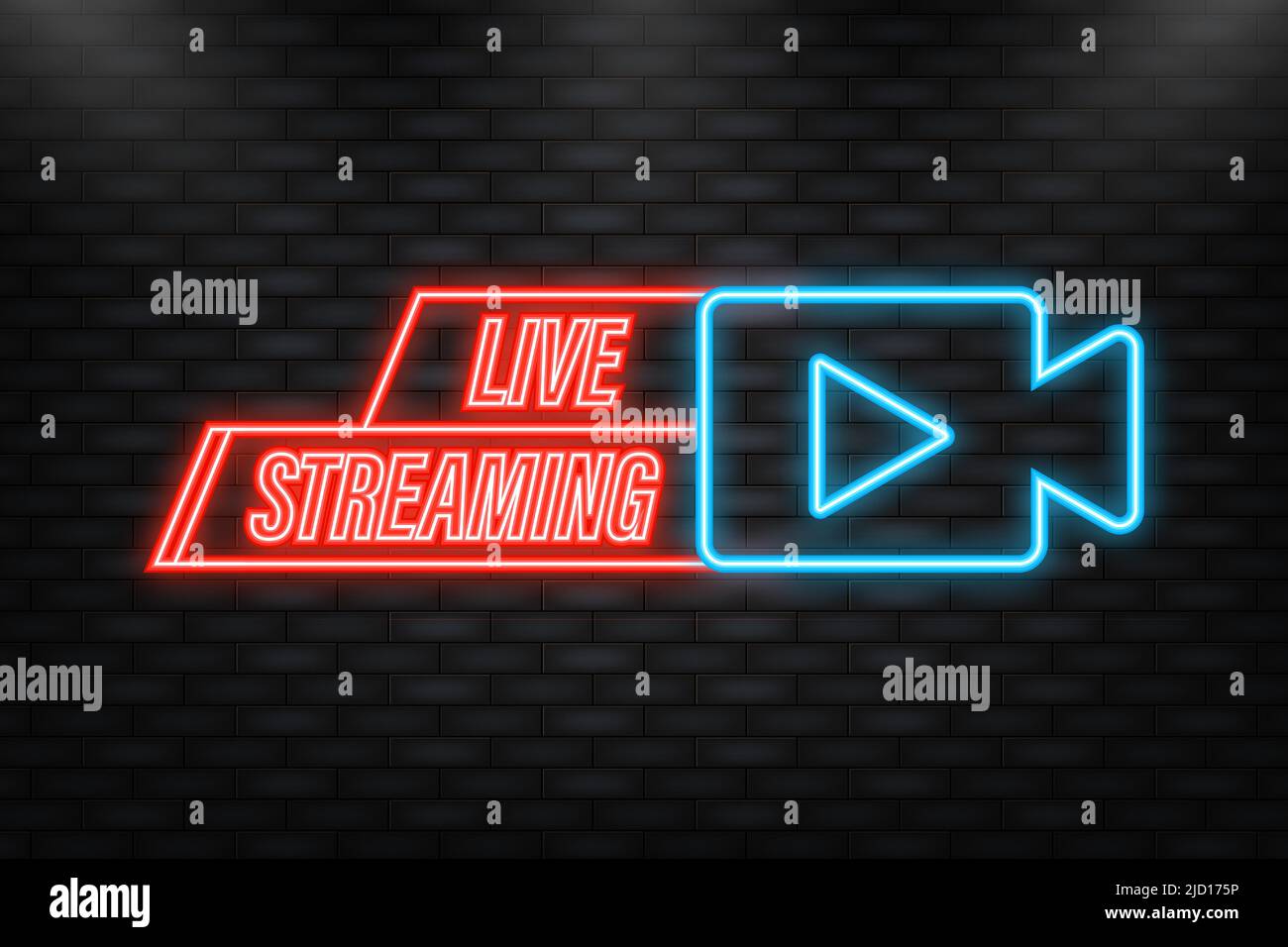 Neon Icon. Live Streaming Icon, Badge, Emblem for broadcasting or ...
