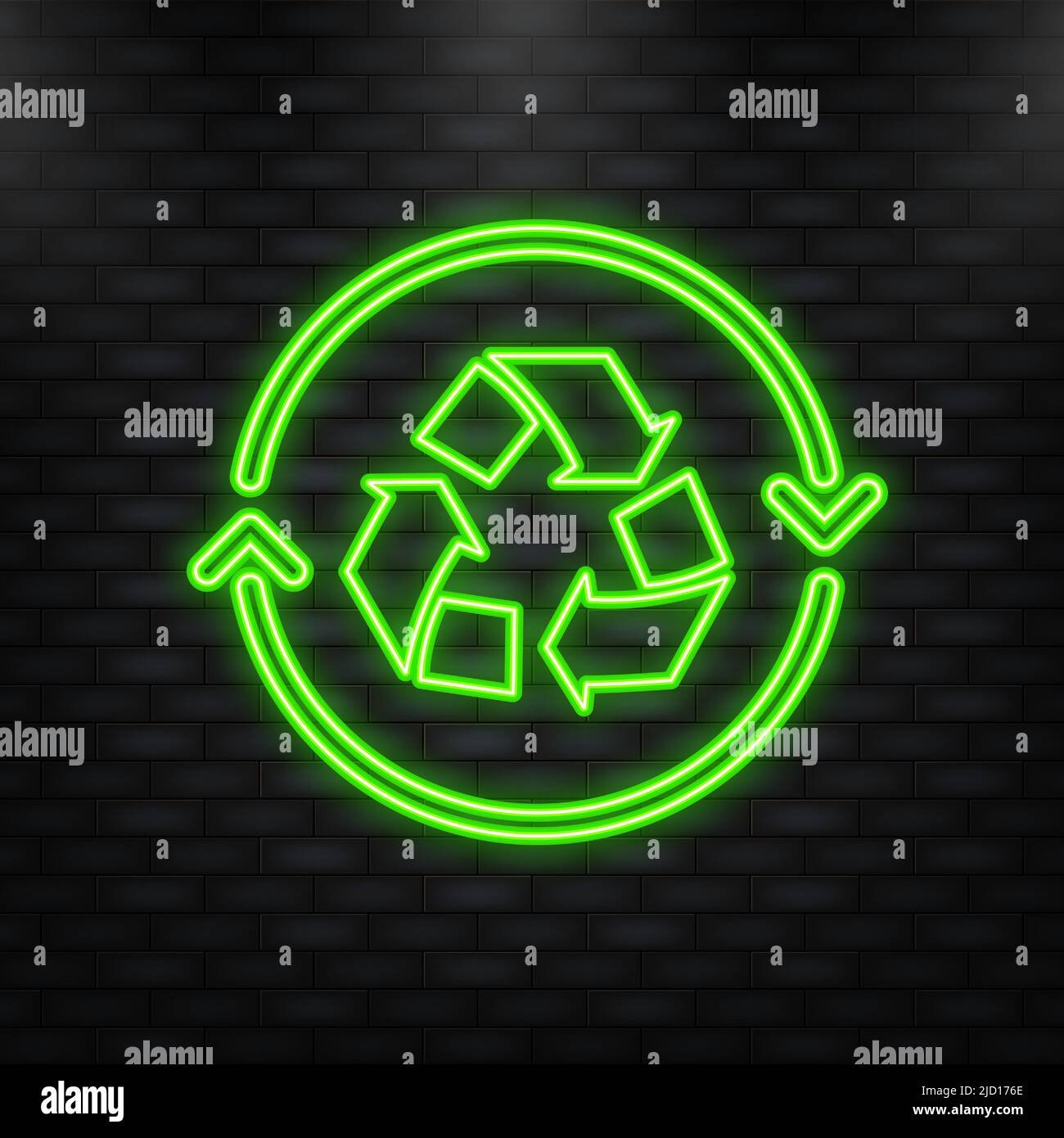 Neon Icon. Waste recycling icon. Garbage bag in flat style. Vector ...