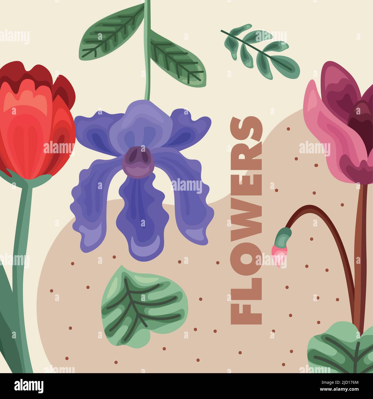 flowers lettering in garden poster Stock Vector Image & Art - Alamy