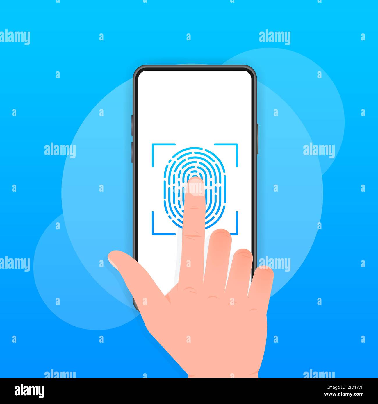 Touch ID - vector illustration. Smartphone with fingerprint isolated on ...