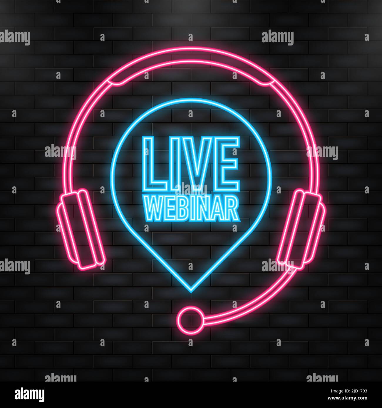 Neon Icon. Live webinar icon on white background. Play video. Vector ...