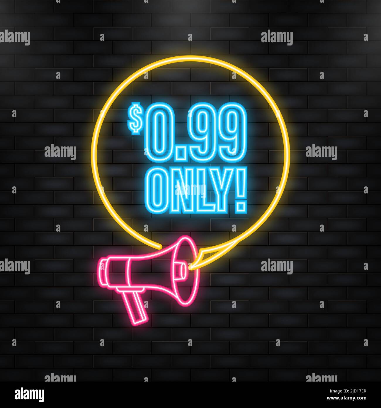 Neon Icon. Sale 0.99 Dollars Only Offer Badge Sticker Design in Flat ...