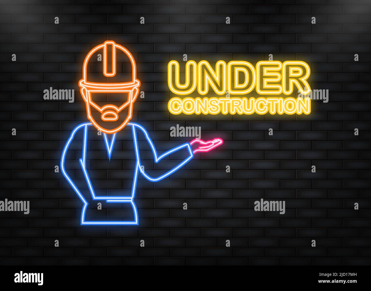 Construction, great design for any purposes. Neon icon. Isometric ...