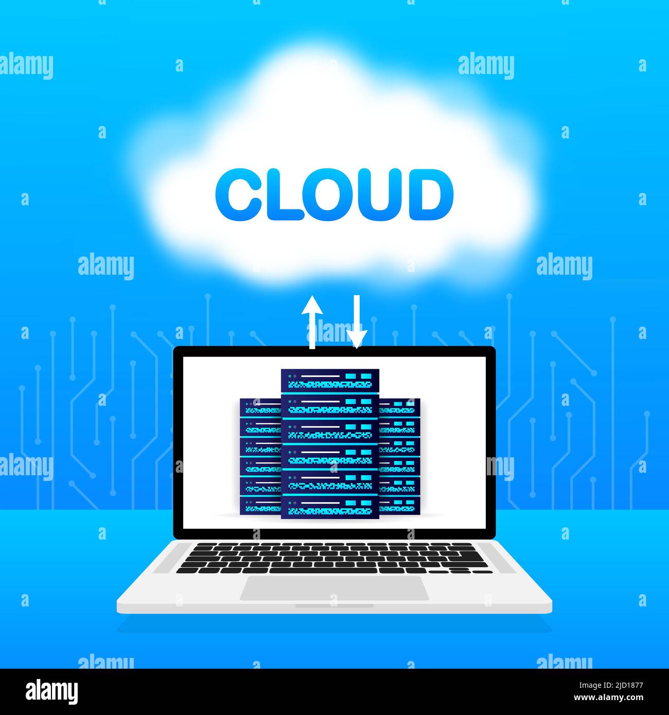 Data base, cloud. Network servers computer hardware technology decorative elements. Vector ...