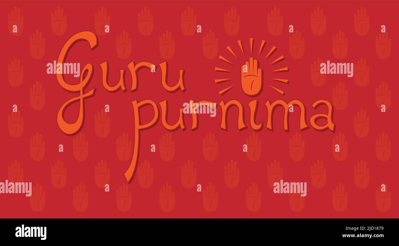 Guru Purnima Calligraphy Horizontal. Hindu spiritual festival banner ...