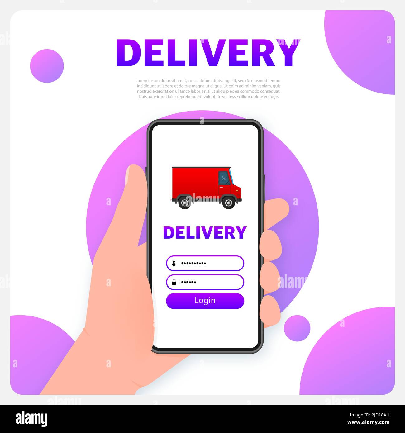 Delivery banner for mobile app design. 3d vector icon. Isometric ...