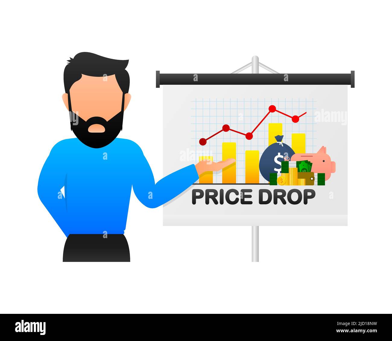 Advertising with flat price drop for banner design. Vector background ...