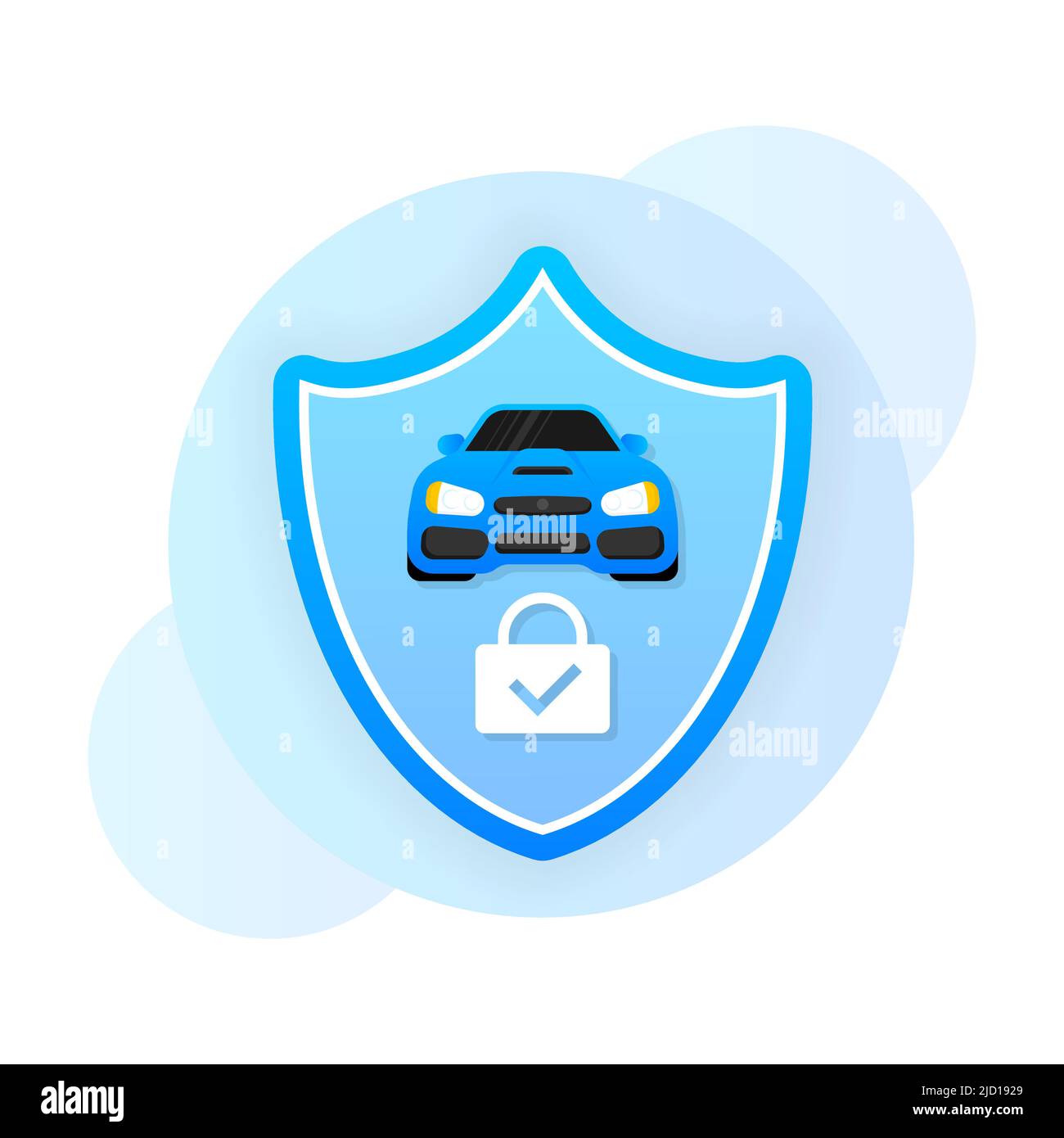 Flat infographic. Car insurance icon on blue background. Flat isometric ...