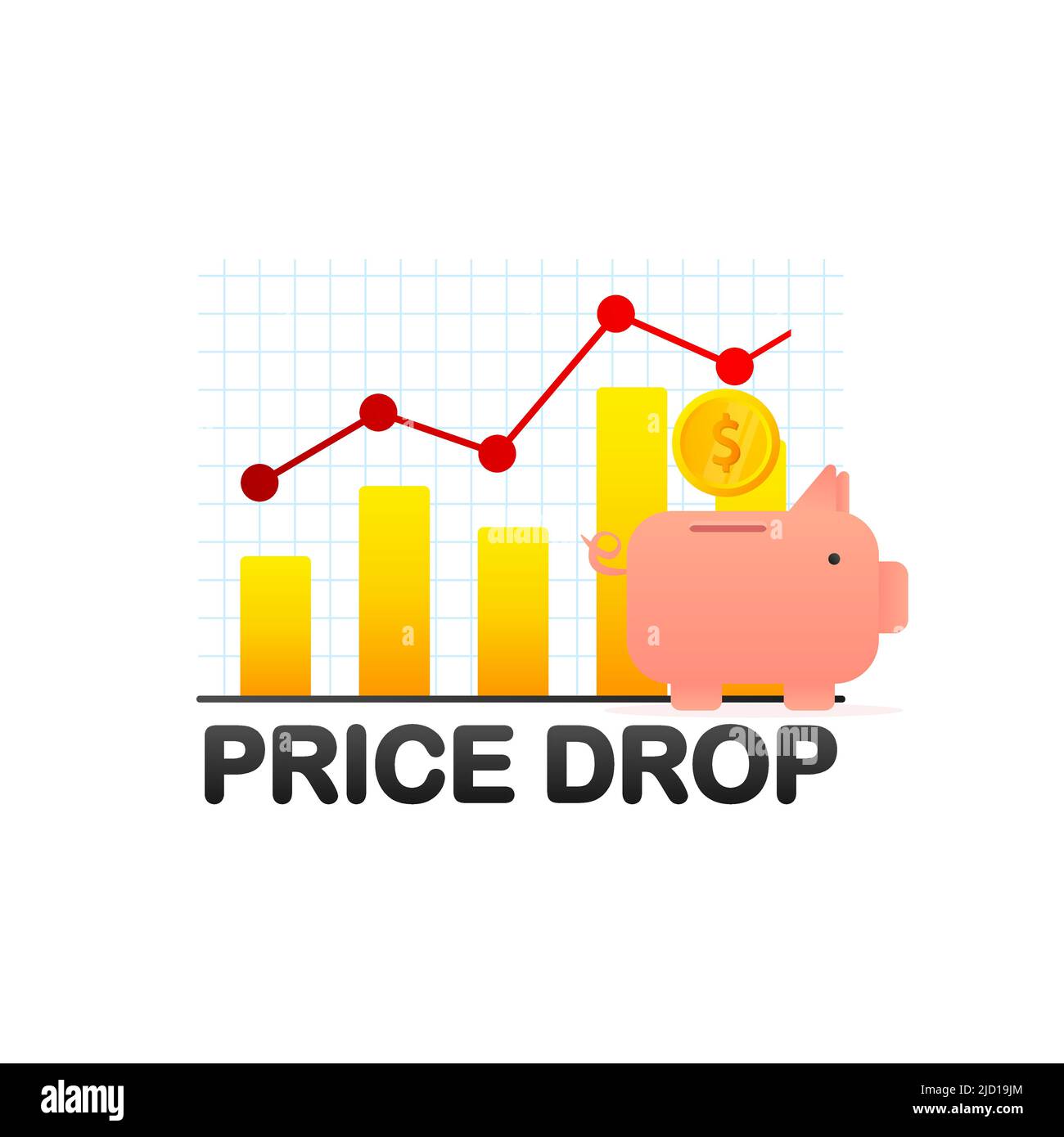 Advertising with flat price drop for banner design. Vector background ...