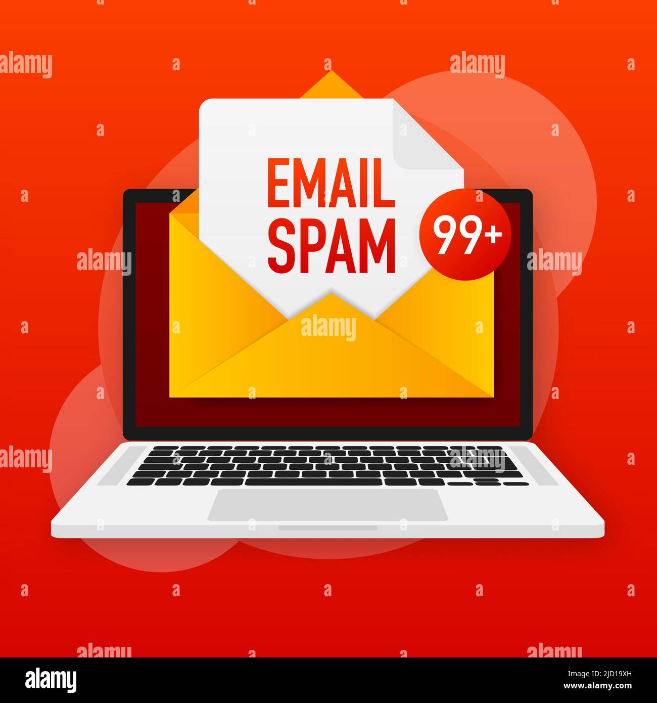 Cartoon icon with email spam. Data protection. Alert message Stock ...