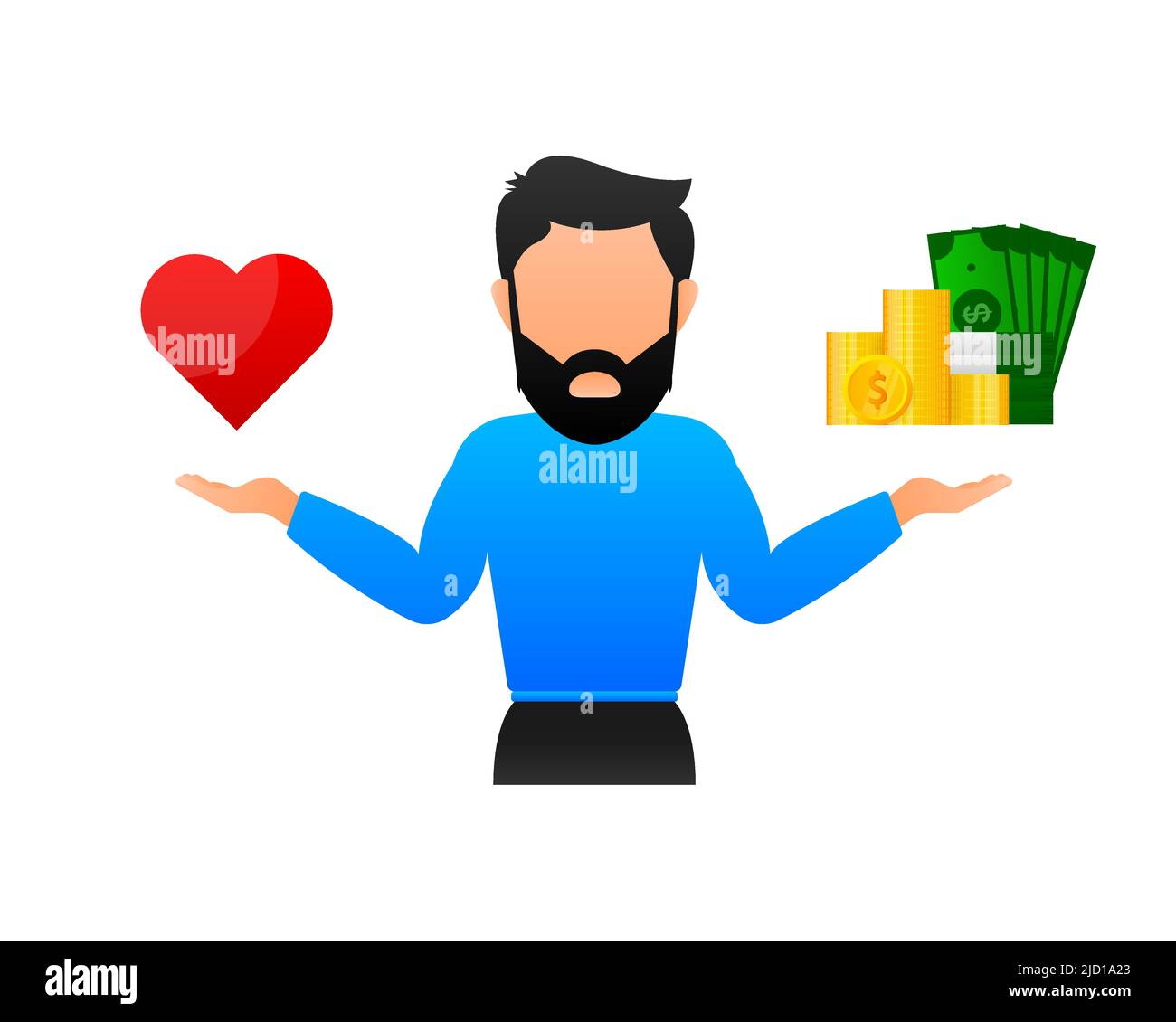 Money vs love, great design for any purposes. Vector, illustration ...