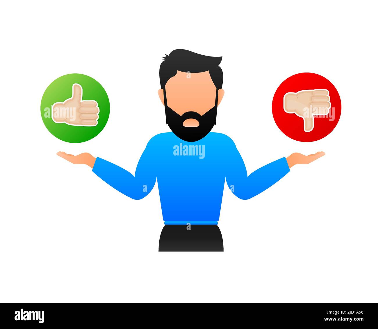 Flat, outline. Face symbol. Flat illustration with red yes no man Stock ...