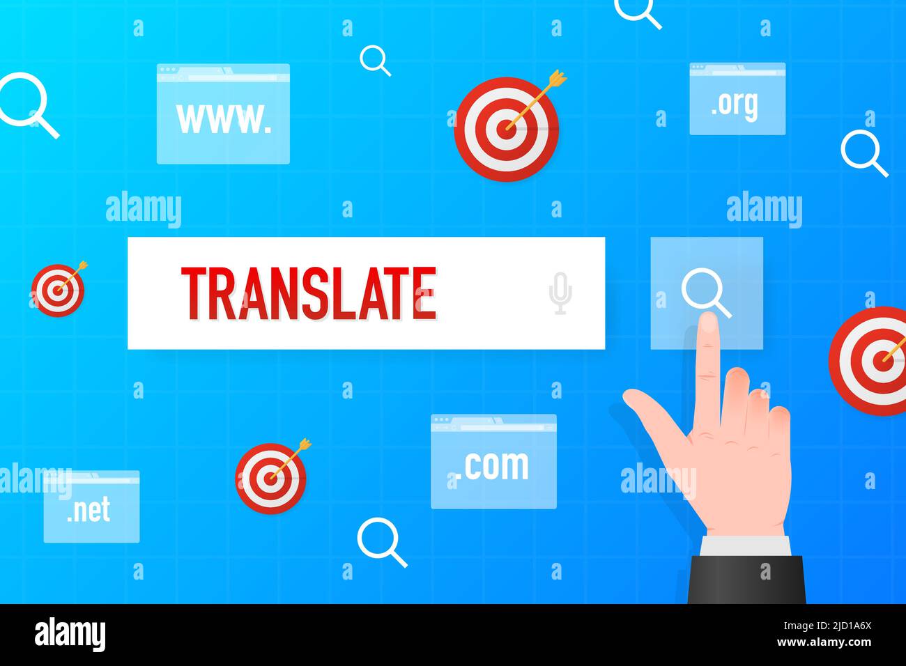 Translate button for web design. Vector line illustration. Editable ...