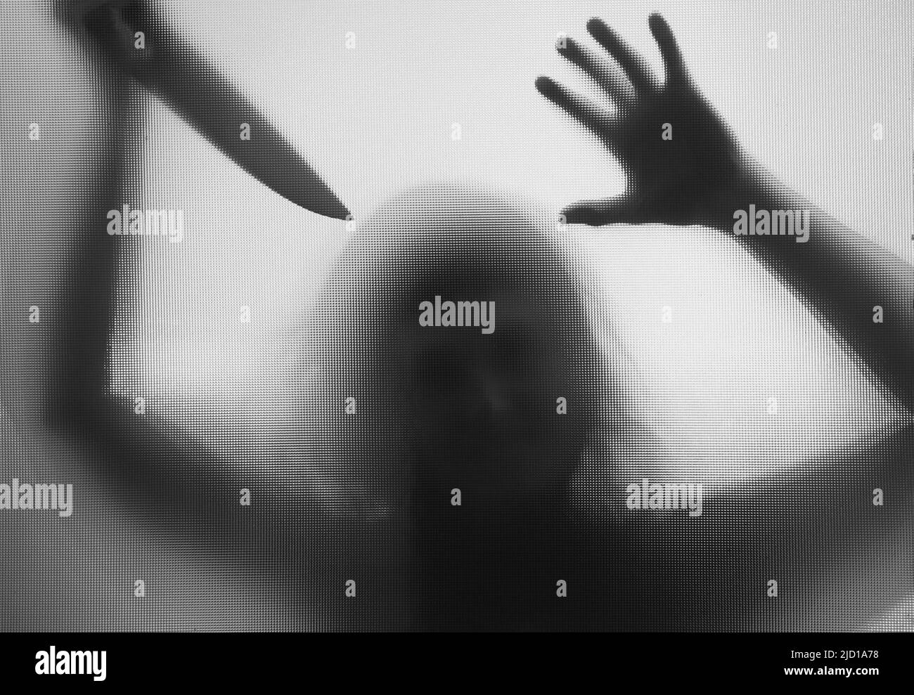 Horror, halloween background - Shadowy figure behind glass holding a ...