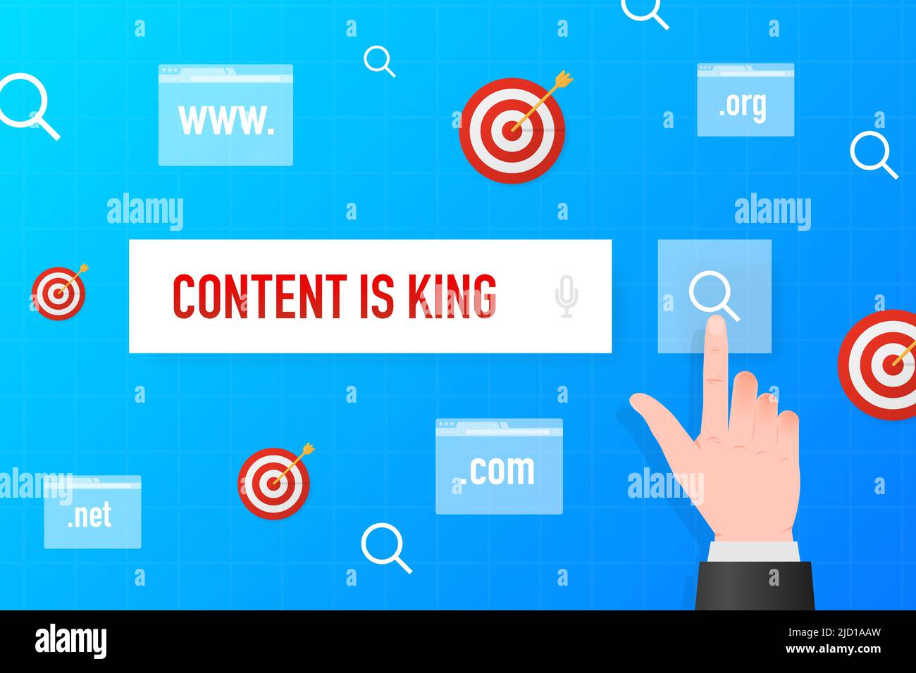 Content is king . Flat vector cartoon design. Smart business marketing ...