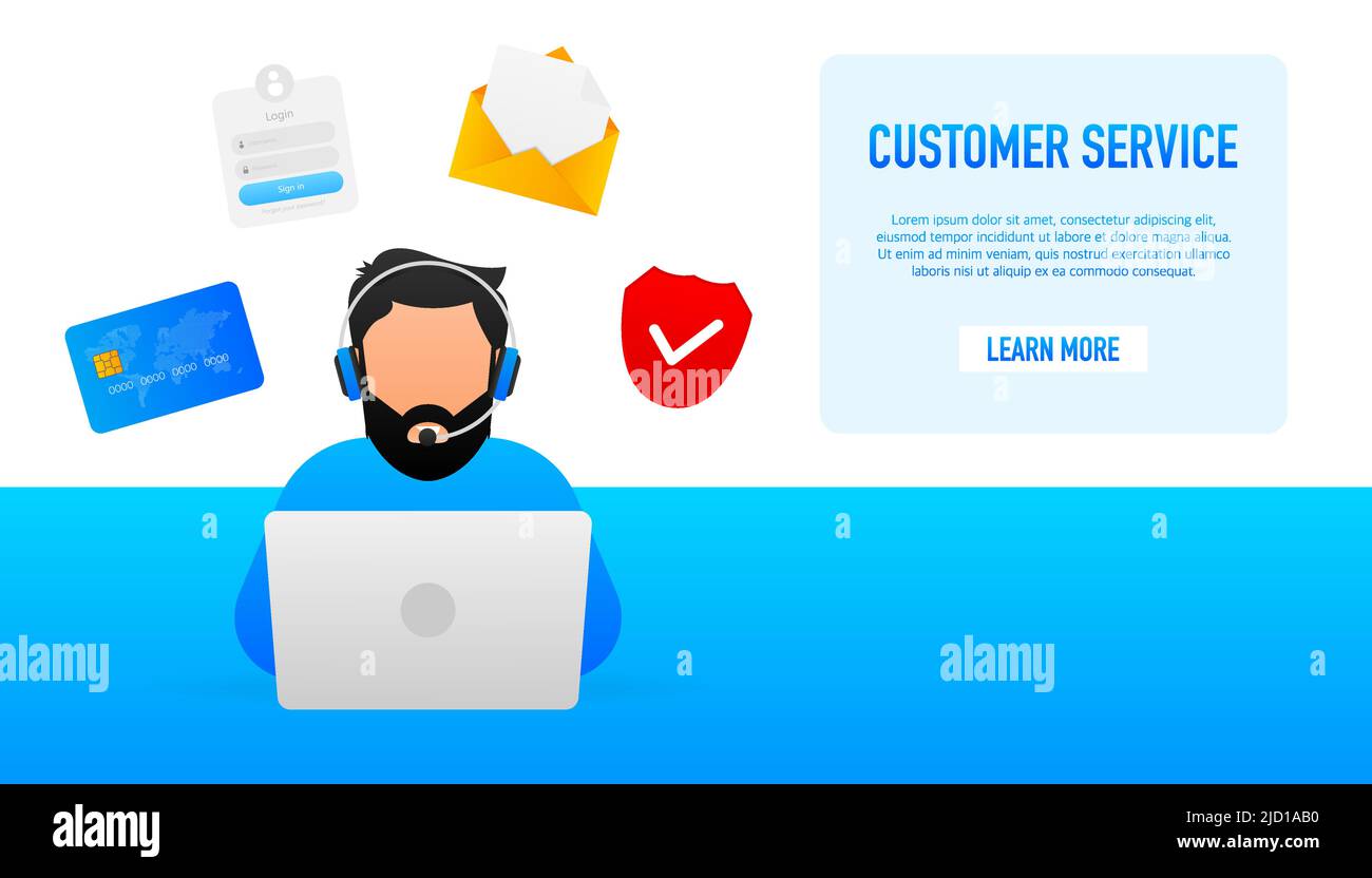 Customer support help service flat vector illustration. Vector ...