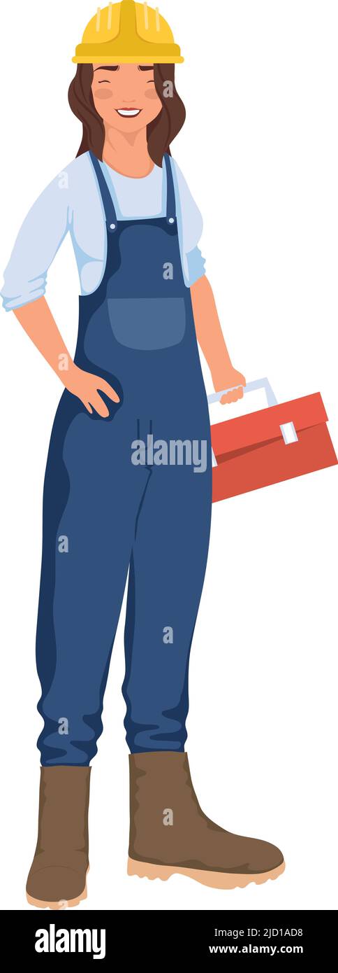 female builder constructor professional character Stock Vector Image ...