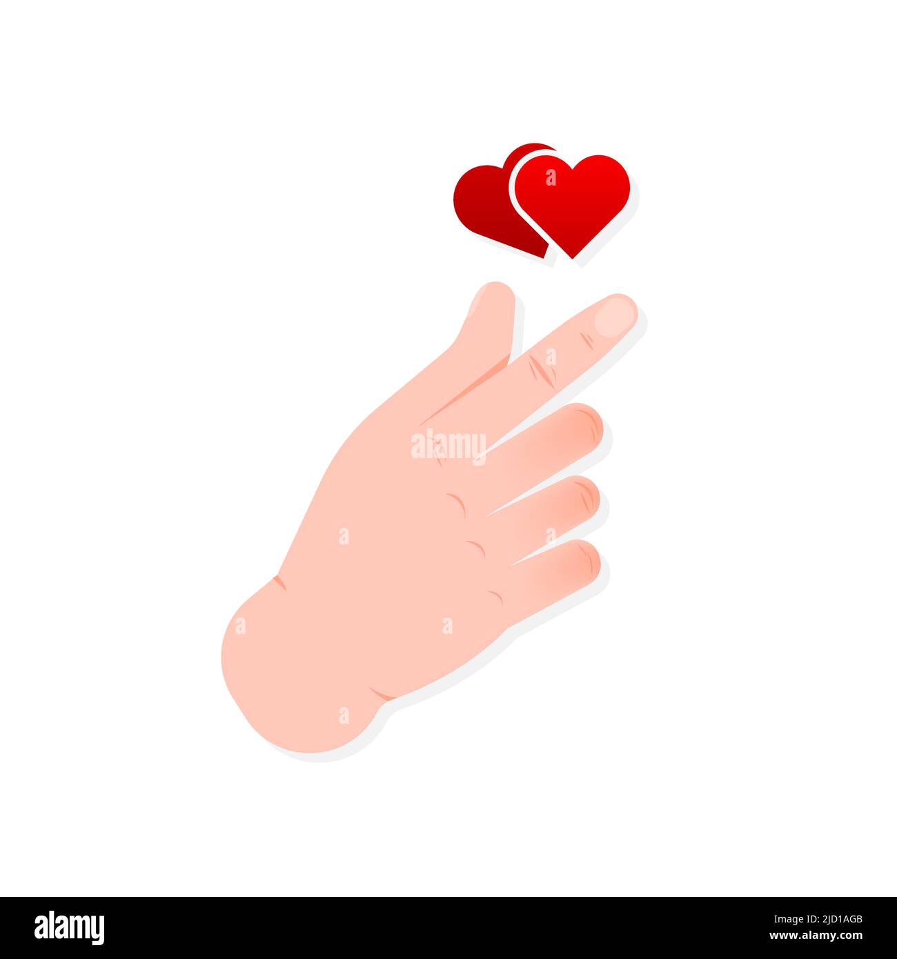 Doodle love heart hand gesture for print design. Vector illustration ...
