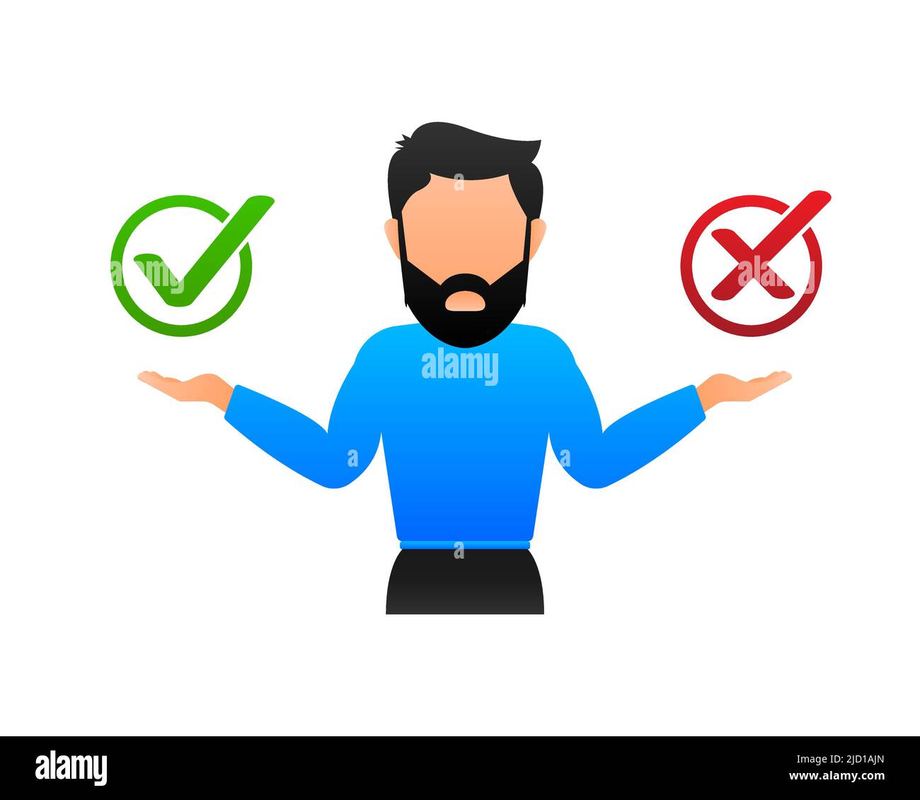 Flat, outline. Face symbol. Flat illustration with red yes no man Stock ...