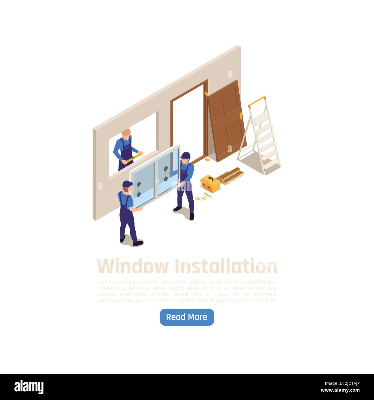 Building construction new pvc glass windows installation with workers ...