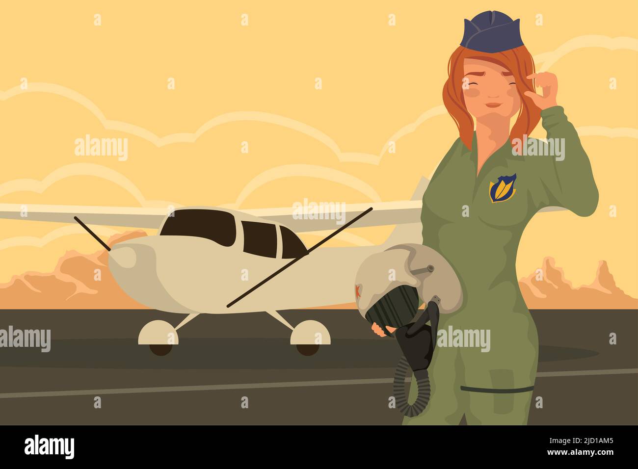 female war pilot and airplane scene Stock Vector Image & Art - Alamy