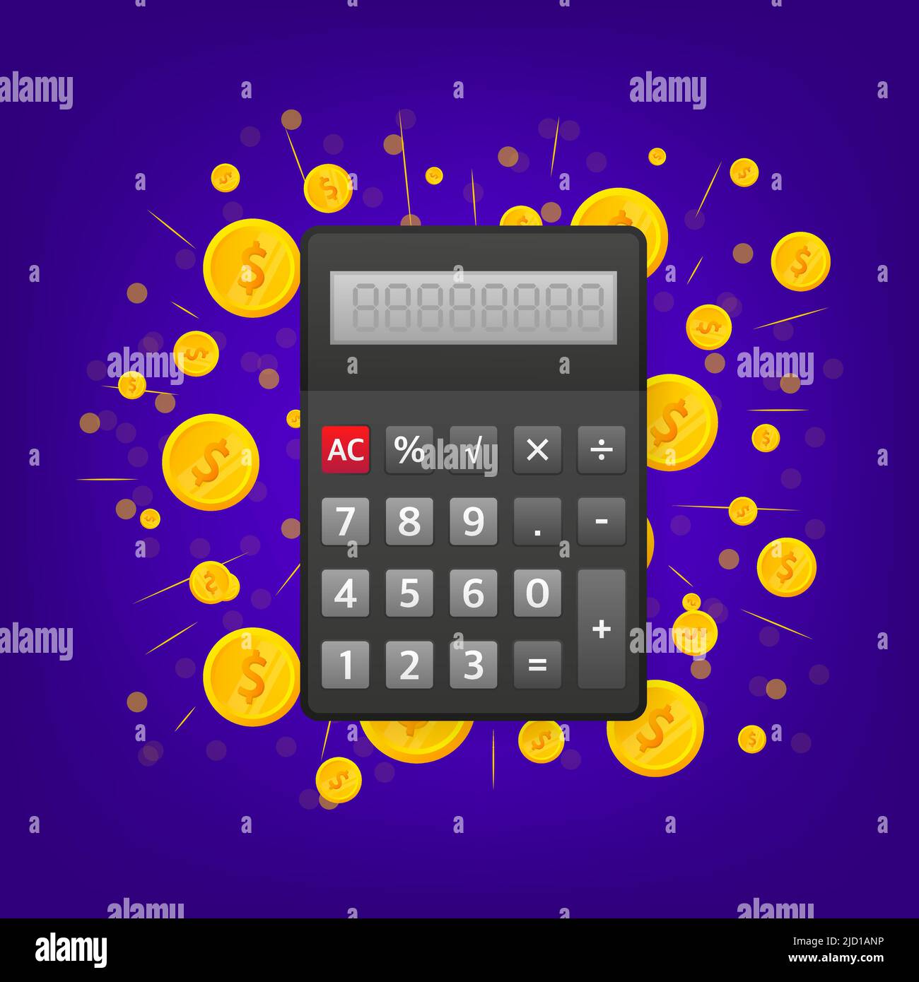 Modern cartoon illustration with calculator for web design. Financial ...
