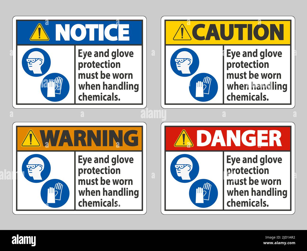 Eye And Glove Protection Must Be Worn When Handling Chemicals Stock Vector Image & Art - Alamy