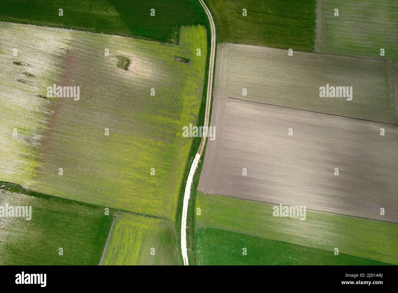 Aerial view of the geographical composition of cultivated fields Stock ...